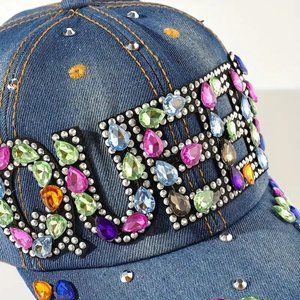 bling bling queen cap | Accessories | Rhinestone Bling Bling Demin ...
